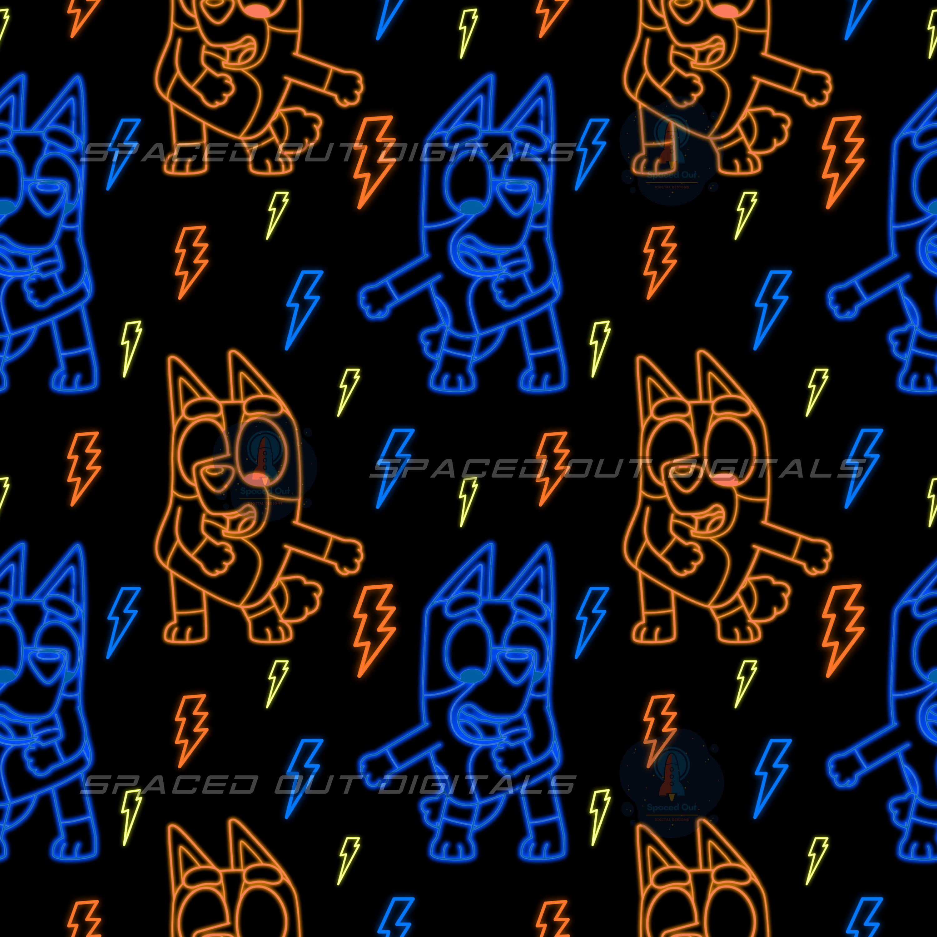 Neon Blue Dog – Spaced Out Digitals